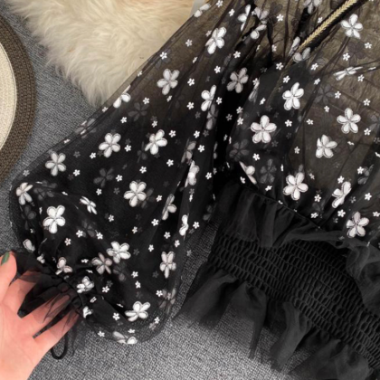 Sweet Puff Sleeve Tulle Top on Luulla