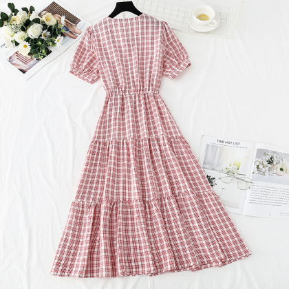 Cute Plaid V Neckline Dress Fashion Dress on Luulla