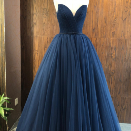 Navy Blue Strapless Prom Dress on Luulla
