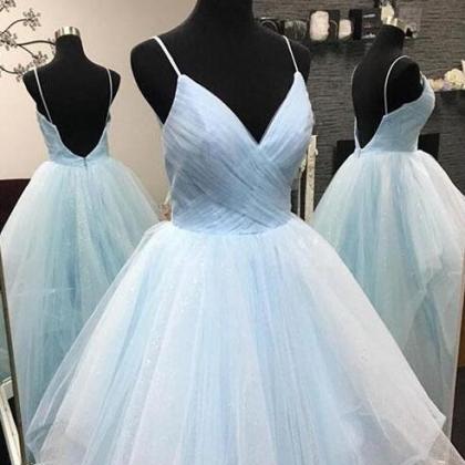 A Line Straps Light Blue Prom Dress on Luulla