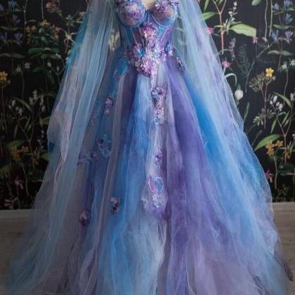 A Line Blue Prom Dresses, Long Evening Dresses on Luulla