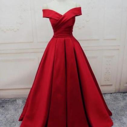 A-line Off Shoulder Red Stain Prom Dresses on Luulla