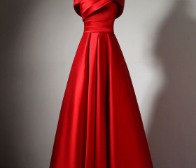 A Line Red Long Prom Dress Evening Dress on Luulla