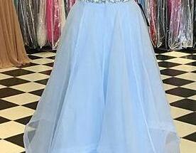 Simple Light Blue Prom Dresses With Pearls Beaded on Luulla