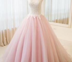 Pink Graduation Dress Ball Gown Lace Evening Dress on Luulla