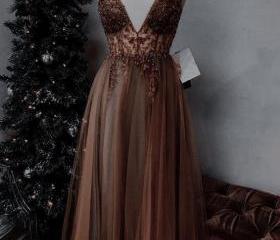 Elegant Tulle Beaded Long Prom Dresses on Luulla