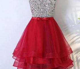 High Low Open Back Red Sequin Homecoming Dresses on Luulla