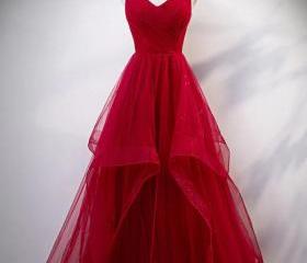 Fashion Long Red Evening Dress Party Gowns on Luulla