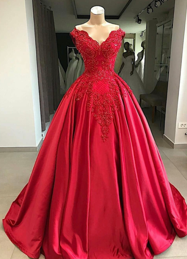Red Satin Long Prom Gown, Formal Gown on Luulla