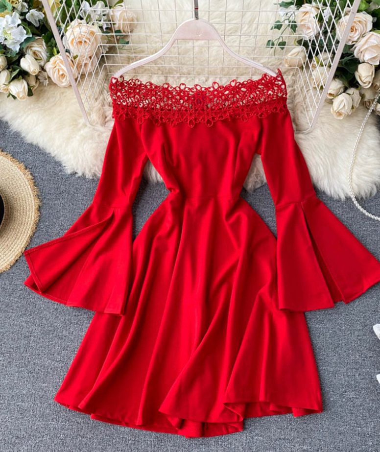 A Line Dress Flared Sleeve Dress on Luulla