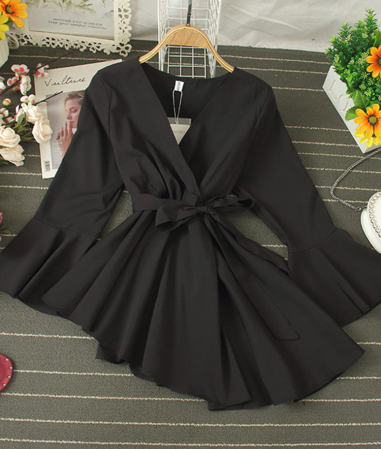 Irregular Top Long Sleeve Flared Top on Luulla