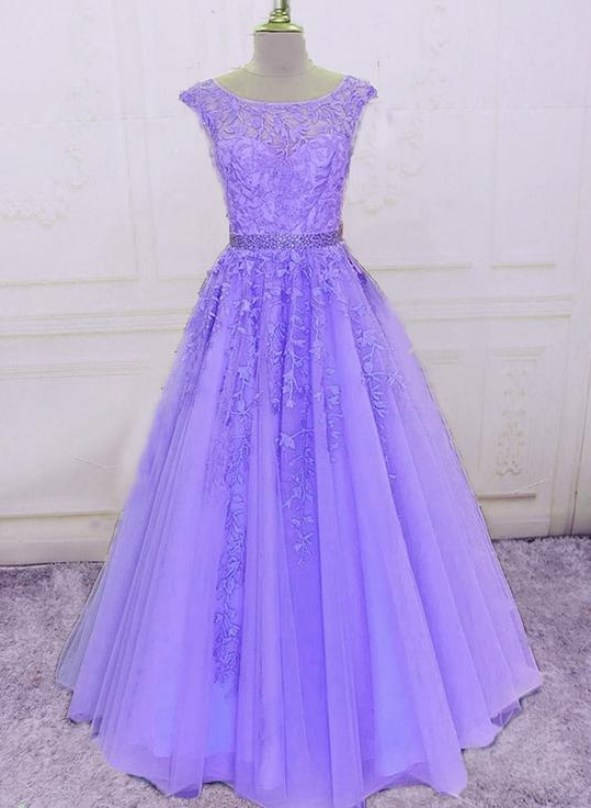 A Line Modest Lace Prom Dresses on Luulla