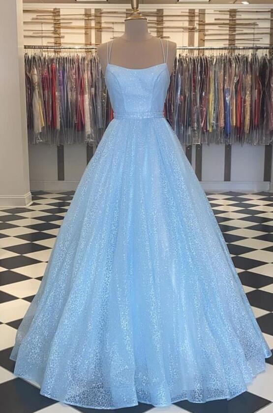 A-line Light Blue Long Prom Dress on Luulla