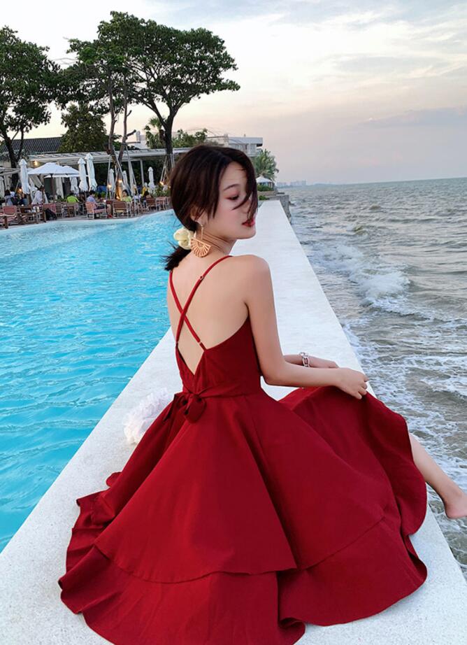 Fashion A Line V Neck Short Backless Dress on Luulla