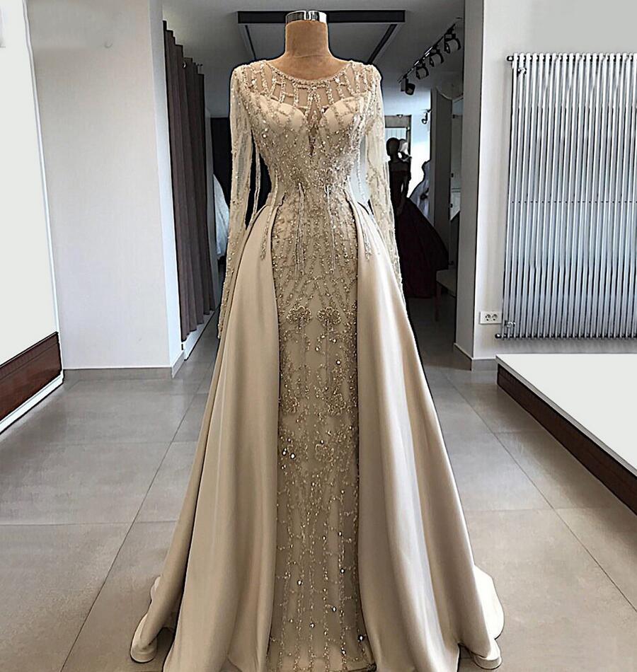 Floor Length Sparkly Champagne Prom Dresses With Overskirt on Luulla