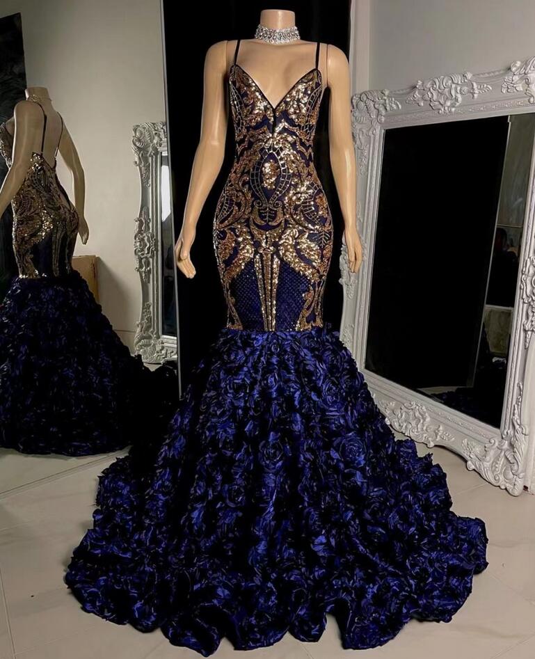 Vintage Navy Blue Sparkly Prom Dresses on Luulla