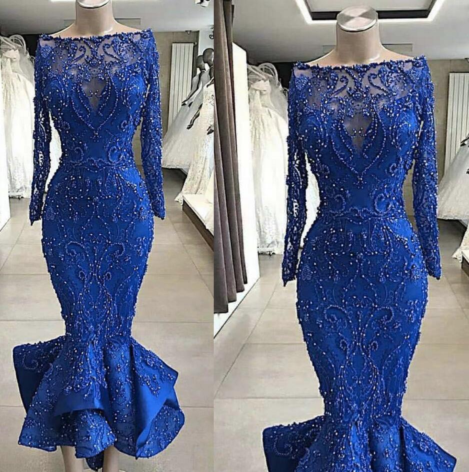 Sexy Royal Blue Pearls Prom Dresses on Luulla
