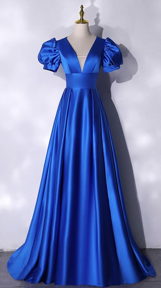A Lineblue V-neck Satin Long Prom Dress on Luulla