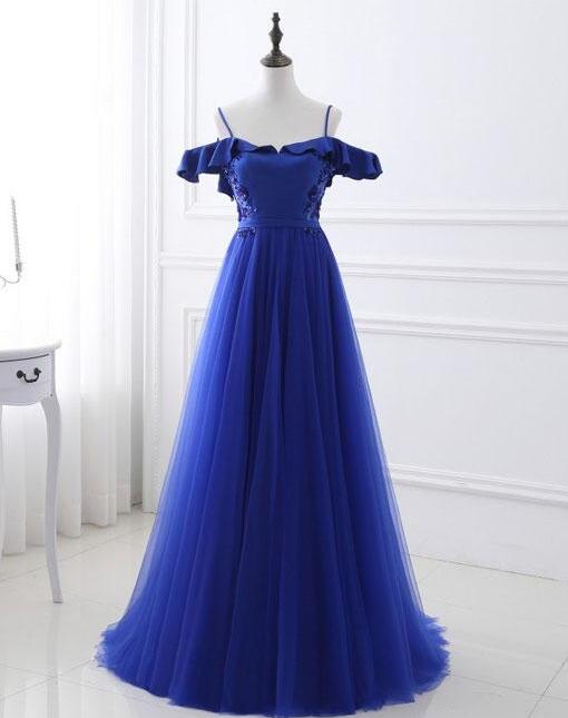 Off Shoulder Long Blue Prom Dress on Luulla