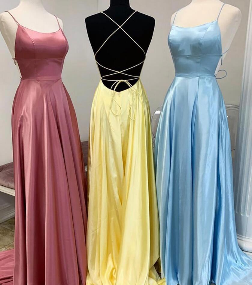 Simple A Line Satin Long Evening Dress on Luulla