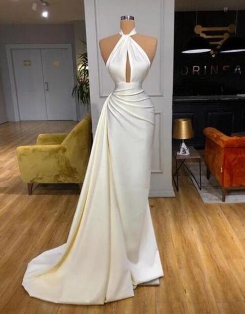 Mermaid Halter Ivory Evening Gown on Luulla