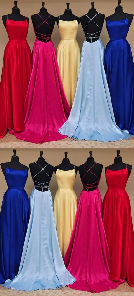 Simple A Line Stain Long Prom Dresses on Luulla