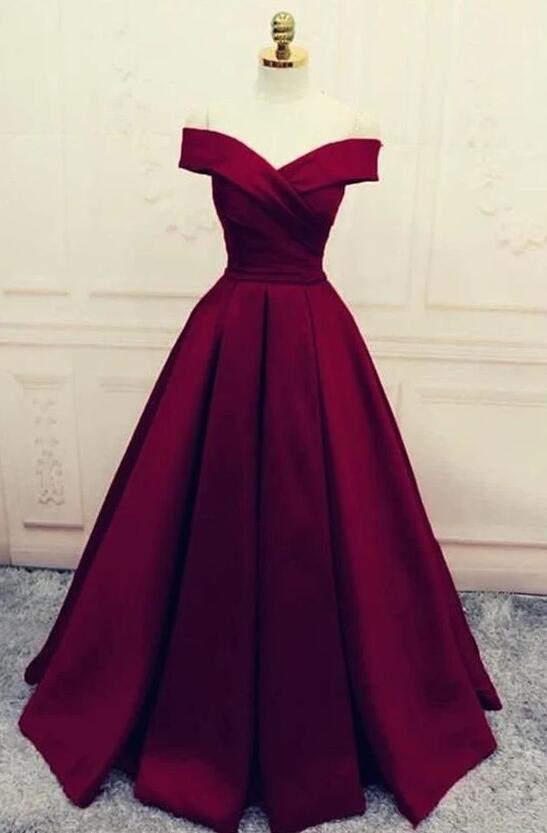 Off The Shoulder Burgundy Prom Dress,evening Dress on Luulla