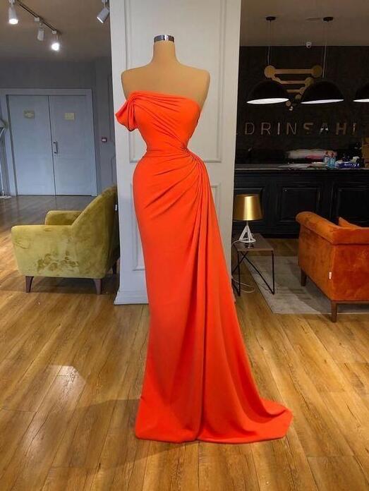 Simple A Line Chiffon Orange Prom Dresses on Luulla