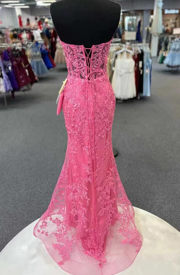 Pink Lace Prom Dresses With Appliques on Luulla