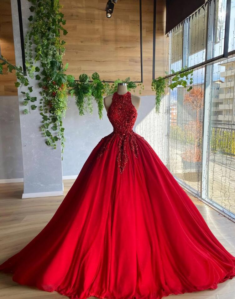 A Line Red Ball Gown Evening Dresses on Luulla