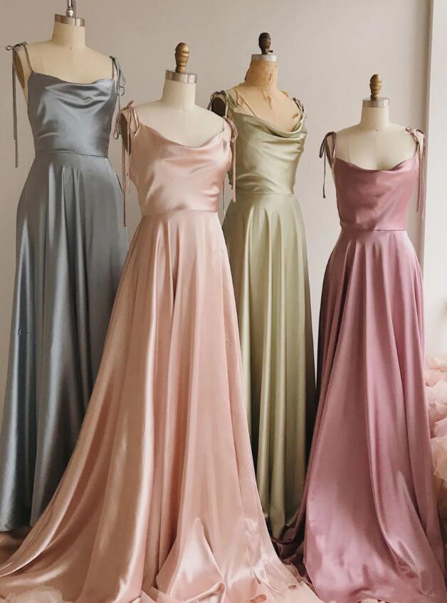 Simple A Line Satin Long Prom Dress, Bridesmaid Dress on Luulla