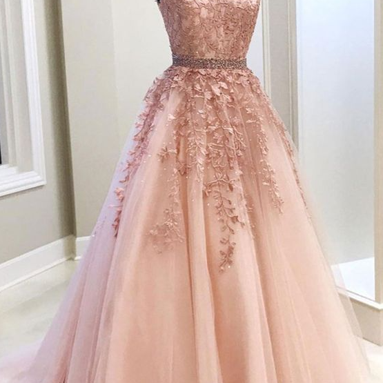 Cap Sleeve Long Beaded Senior Prom Dress With Lace Applique on Luulla