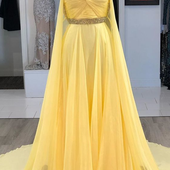 A Line Yellow Long Prom Dresses,party Dresses on Luulla