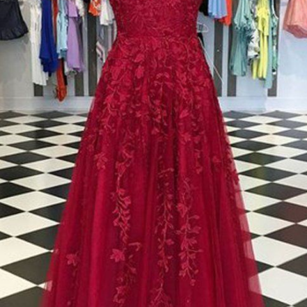 Sleeveless Red Prom Dress With Appliques Long Prom Dress on Luulla