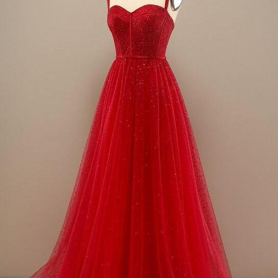 Beautiful Sweetheart Red Prom Dress With Beading on Luulla