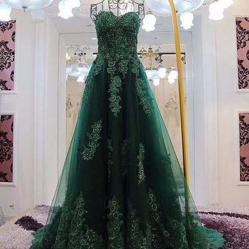 Gorgeous A-line Lace Prom Dresses,green Prom Dresses on Luulla