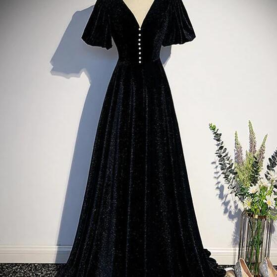 Floor Length Velvet V-neckline Prom Dresses on Luulla