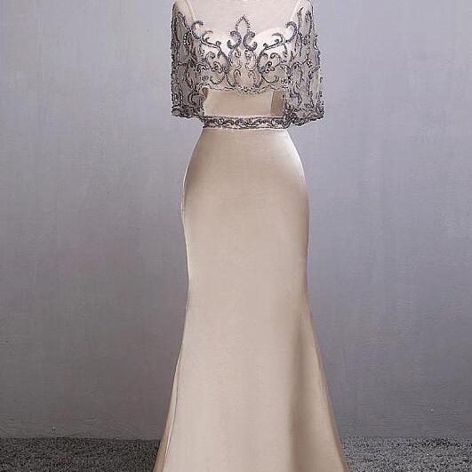 Spaghetti Straps Neckline Sheath/column Evening Dresses With Beaded ...