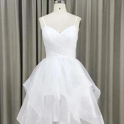 Lovely White Tulle V-neckline Short Homecoming Dress on Luulla