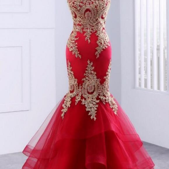 Flooe Length Red Lace Prom Dresses on Luulla