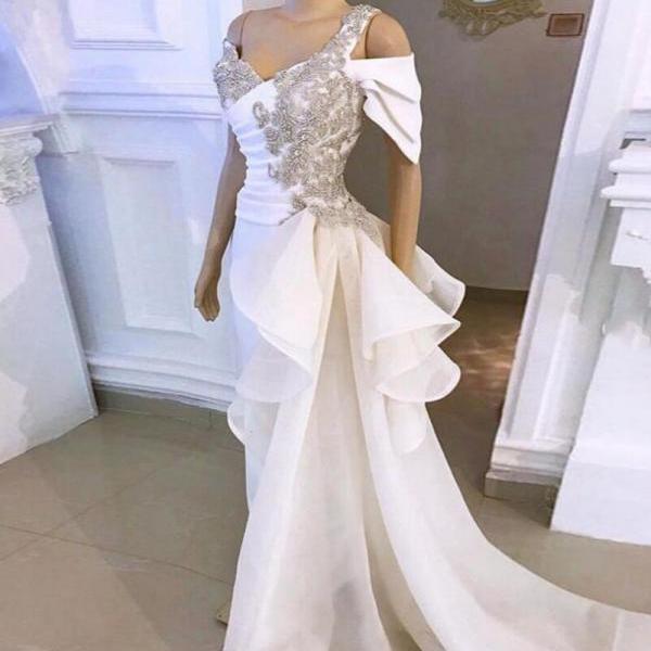 Mermaid Beaded Crystal Prom Dresses, Long Sleeve Prom Dresses on Luulla