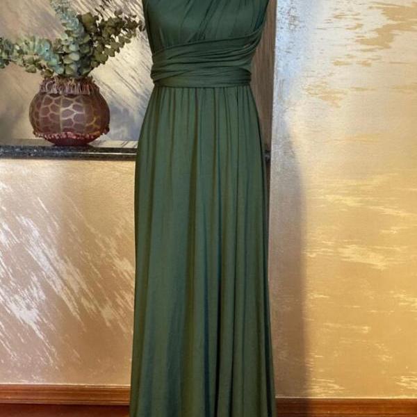 A Line Olive Green Prom Dresses Convertible on Luulla