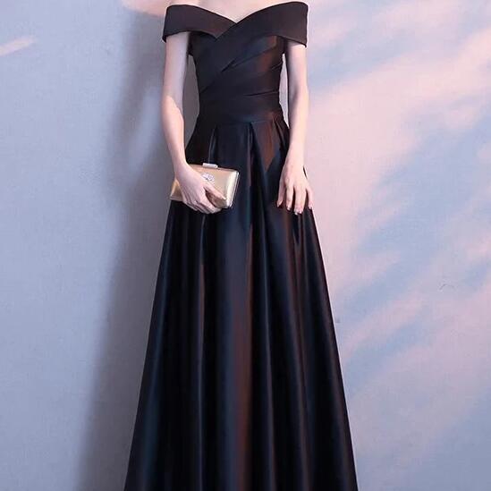 Elegant Off Shoulder Pink Satin Long Prom Dresses On Luulla