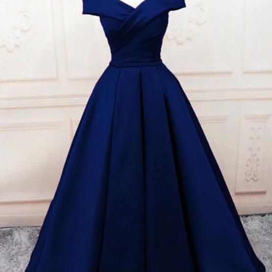 Off The Shoulder Navy Blue Long Prom Dresses on Luulla