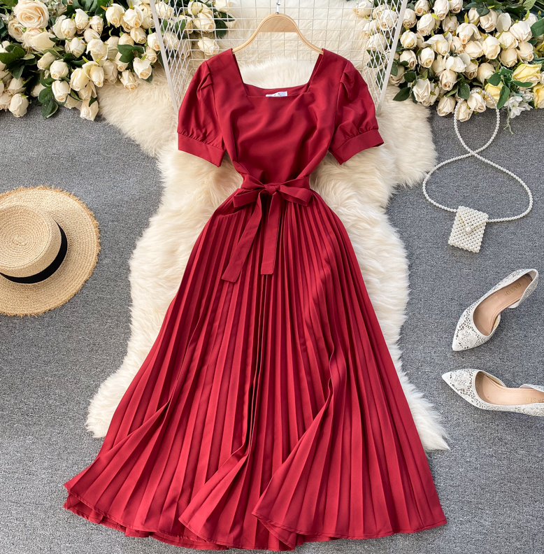 Vintage French Square Collar Summer Dress on Luulla