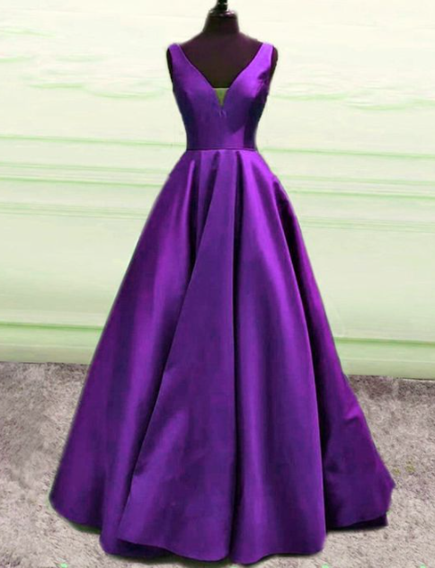 V Neck Grape Prom Ball Gown Prom Dresses on Luulla