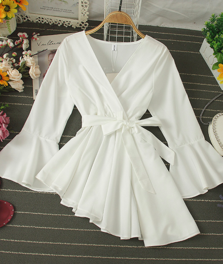 Irregular Top Long Sleeve Flared Top on Luulla