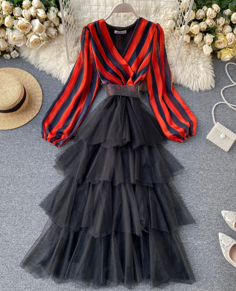 Stylish Striped Irregular Dress on Luulla