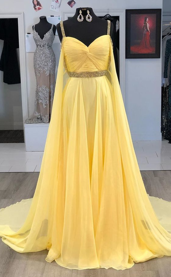 A Line Yellow Long Prom Dresses,party Dresses on Luulla