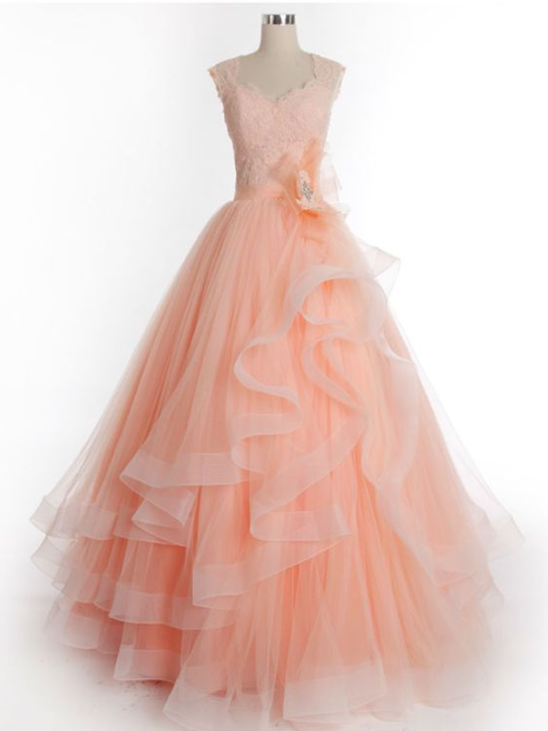 Princess Prom Formal Dress With Cap Sleeves on Luulla